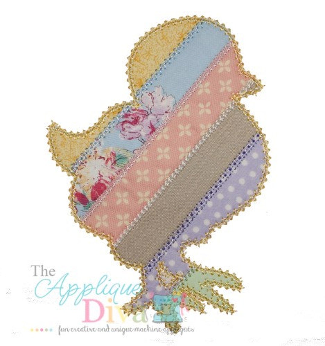 Spring Easter Shabby Patchwork Chick Digital Embroidery Design Machine ...
