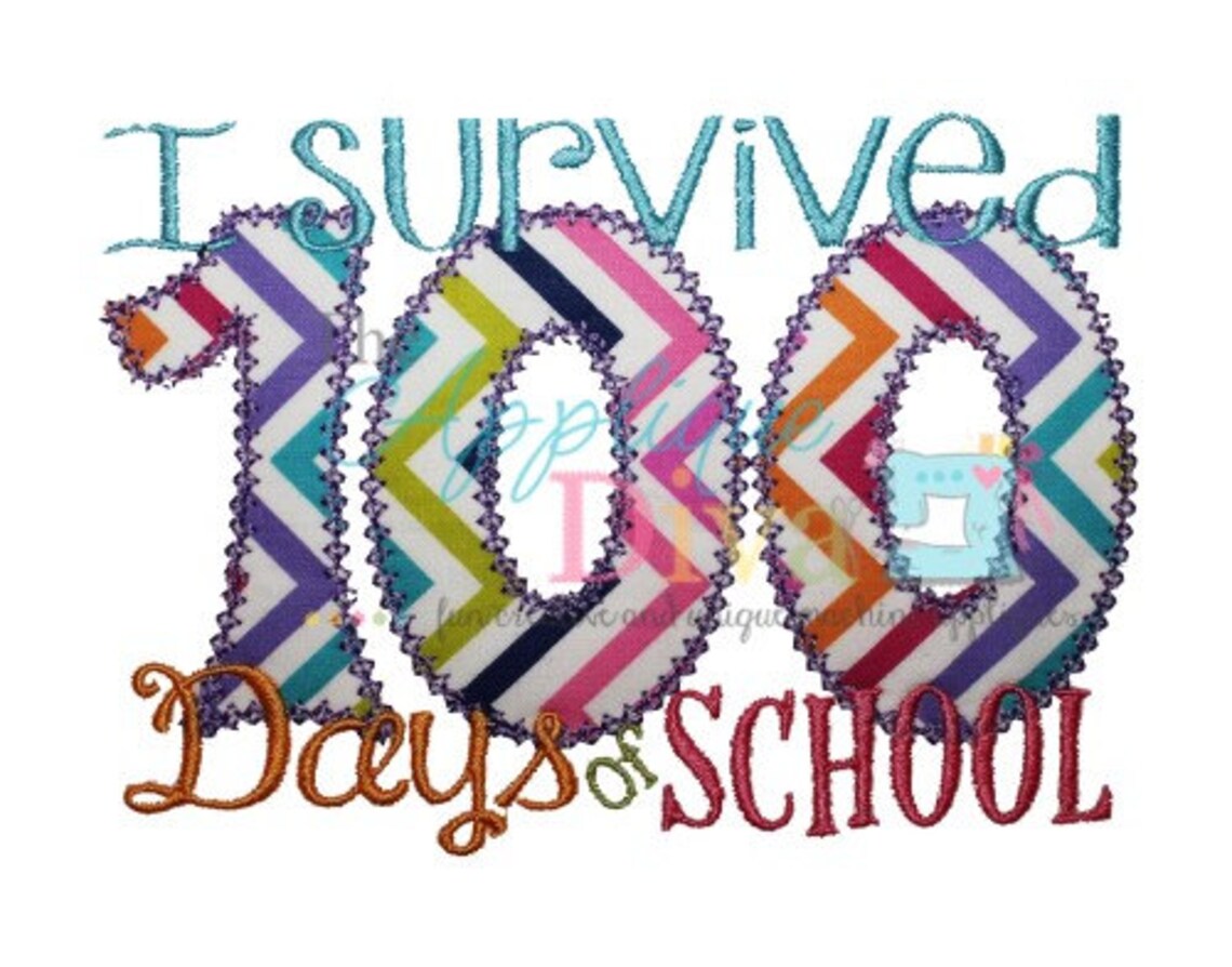 I Survived 100 Day of School Embroidery Design Machine - Etsy