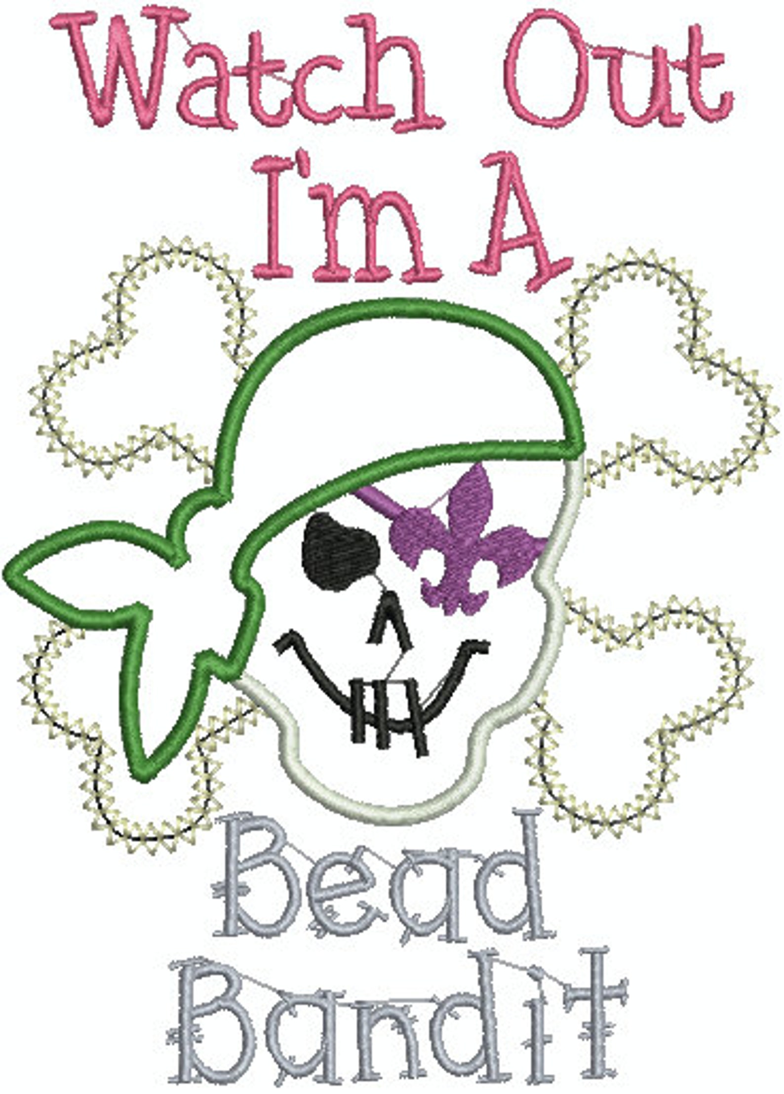 Mardi Gras Bead Bandit Embroidery Design Machine Applique - Etsy