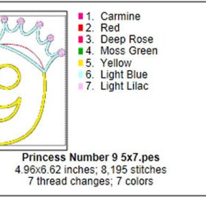 Princess Numbers 1 to 9 Embroidery Design Machine Applique Set - Etsy