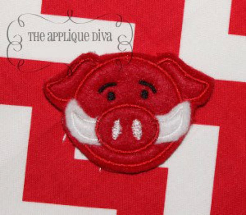 Razorback Hair Bow Center Embroidery Design Machine Applique - Etsy