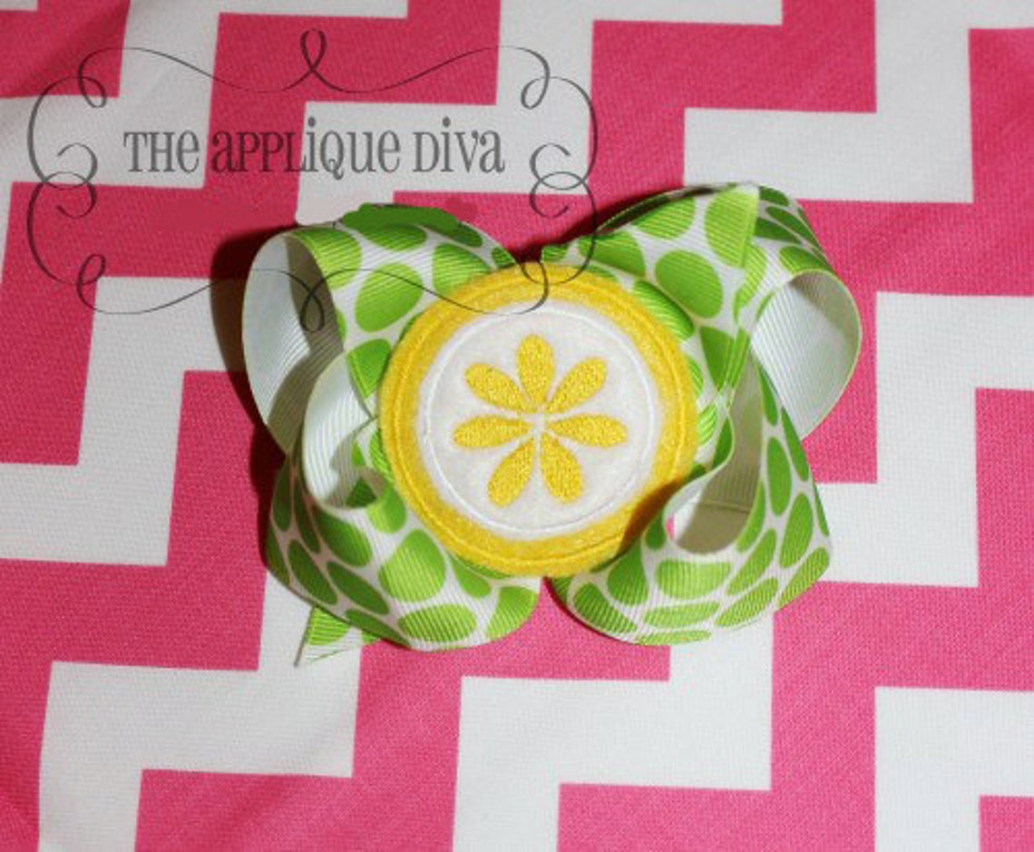Lemonade Hair Bow Center Embroidery Design Machine Applique | Etsy
