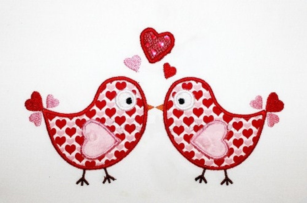 Valentine's Day Love Birds Embroidery Design Machine Applique - Etsy