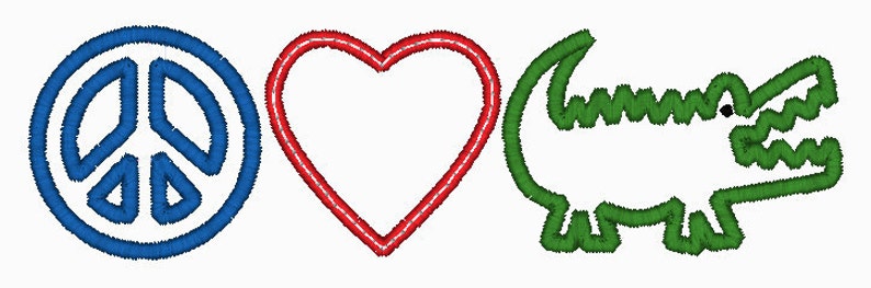 Peace, Love and Gators Embroidery Design Applique - Etsy