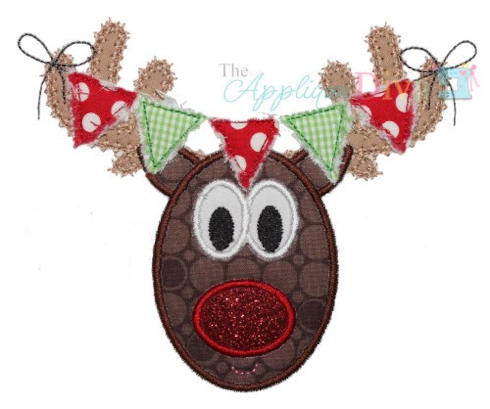 Christmas Reindeer With Pennant Banner Digital Embroidery Design ...