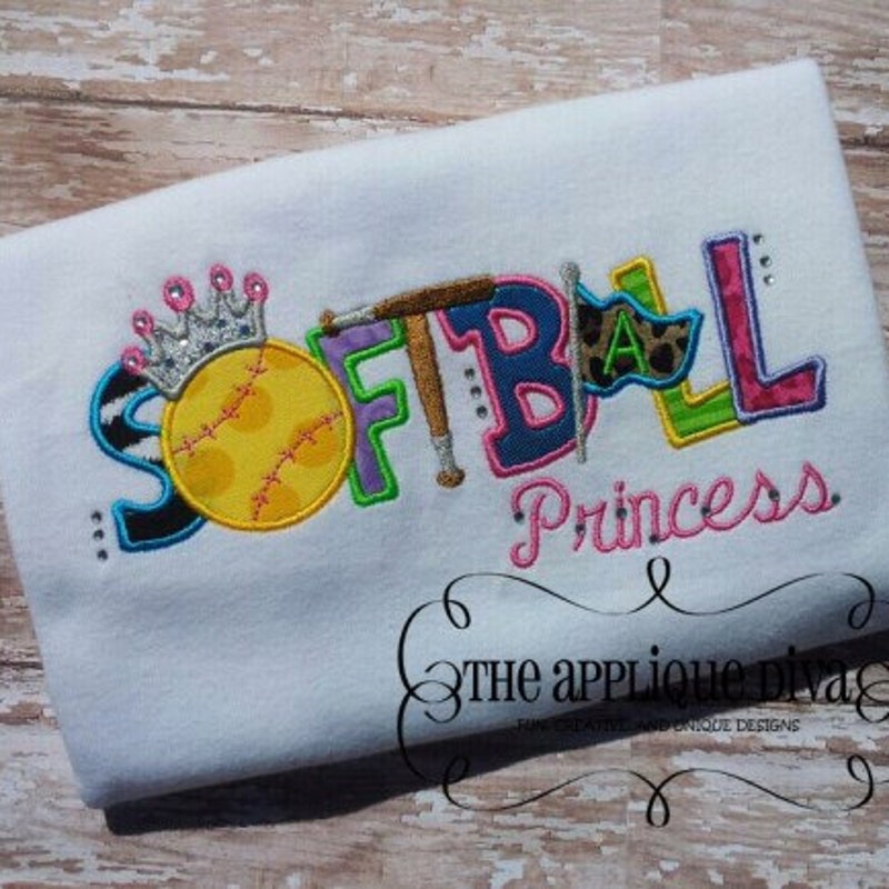 Softball Applique - Etsy