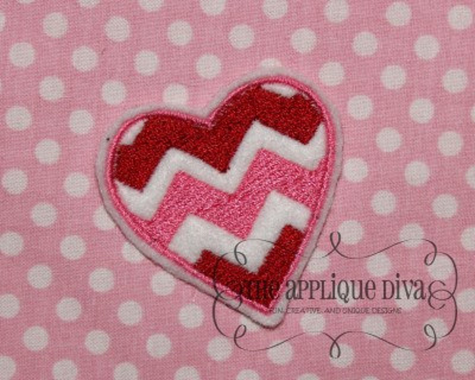 Valentine Chevron Heart Hair Bow Center Digital Embroidery Design ...