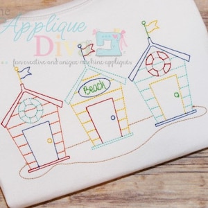 Summer Vintage Stitch Beach Shack Digital Embroidery Design - Etsy