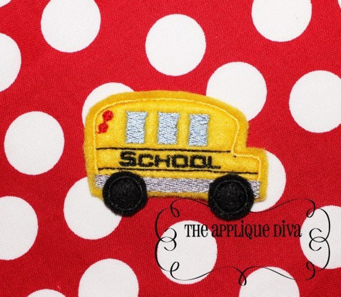 School Bus Hair Bow Center Embroidery Design Machine Applique - Etsy