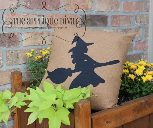 Halloween Raw Edge Flying Witch Digital Embroidery Design | Etsy