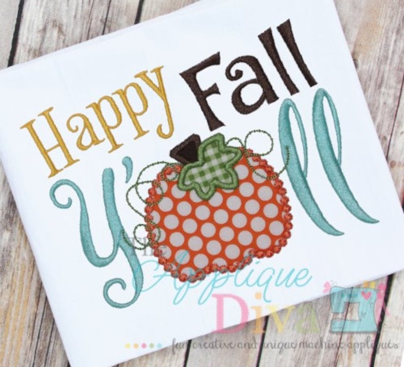 Happy Fall Y'all Digital Embroidery Design Machine - Etsy