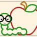 Back to School Worm Apple Digital Embroidery Design Machine Applique - Etsy