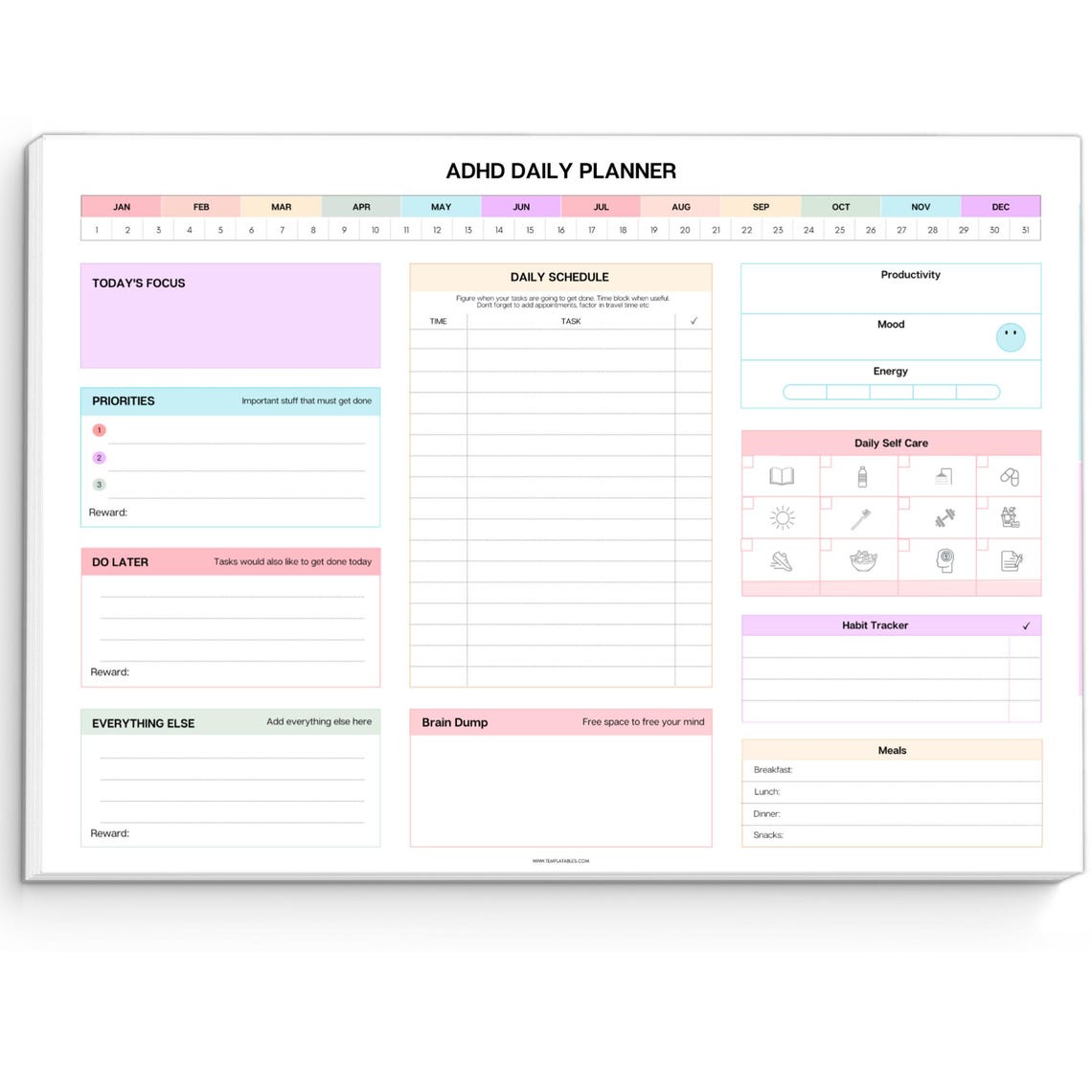 ADHD NOTEPAD for Neurodivergent Adults - Productivity Daily Planner ...