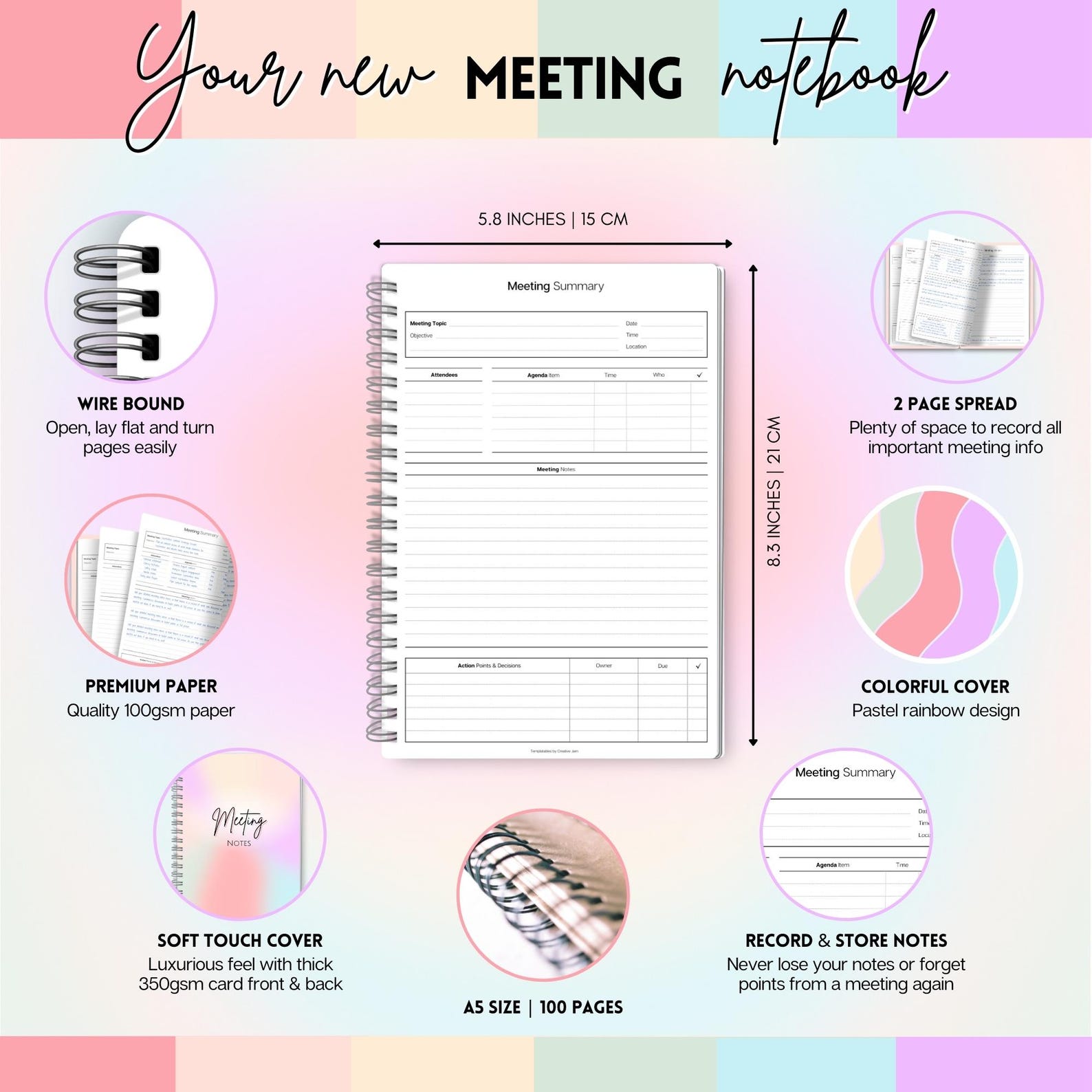 Meeting Minutes Notebook, Professional Note Taking | Plan, Record and ...