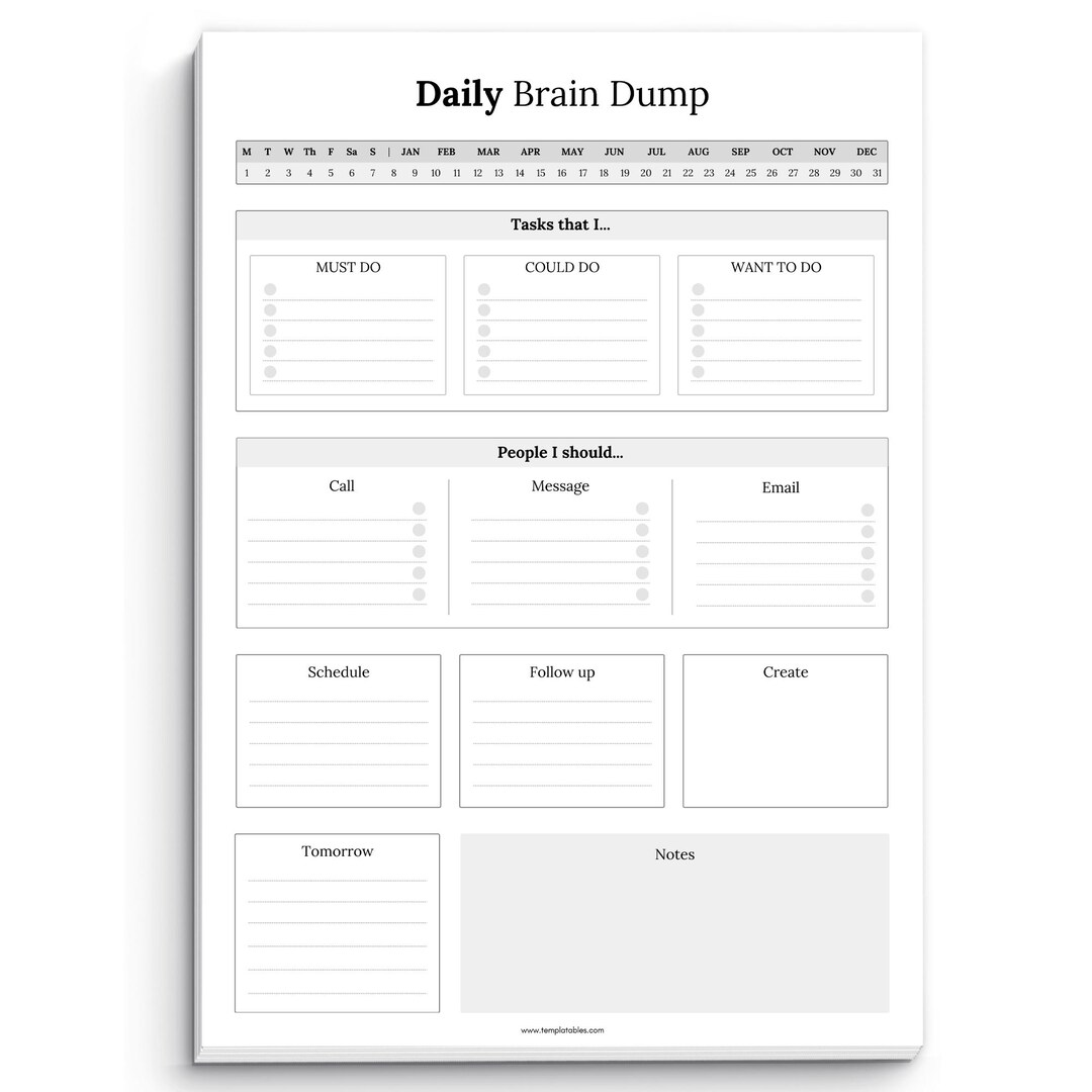 Brain Dump Notepad, to Do List Desk Pad, Productivity Planner, ADHD ...
