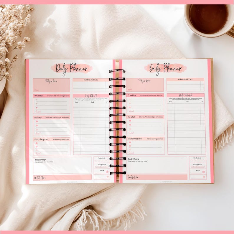 Pink ADHD Daily Planner for Neurodivergent Adults - Productivity ...