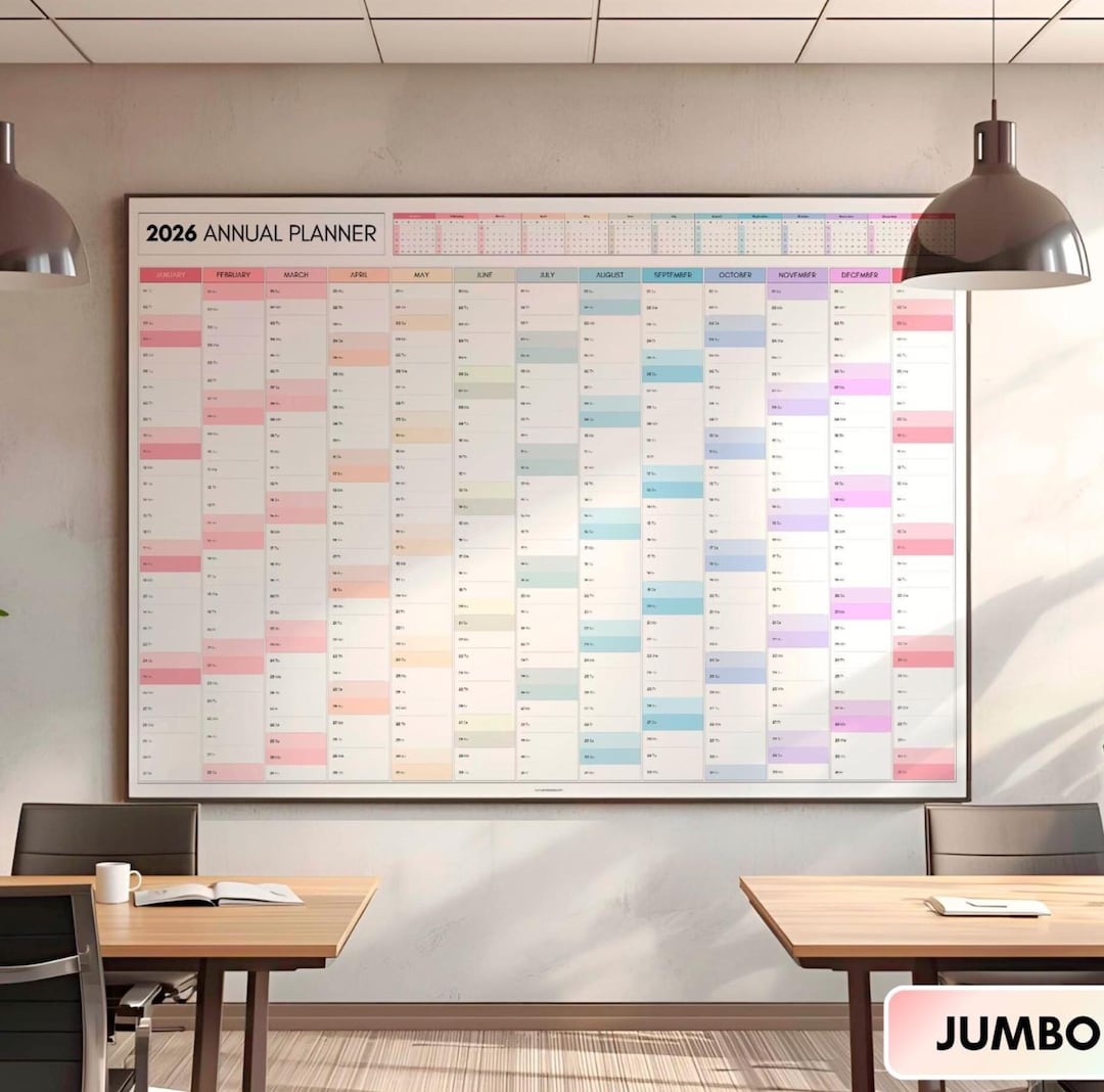 2026 Monthly Wall Planner, GIANT A0 Size Calendar With Colorful Double ...