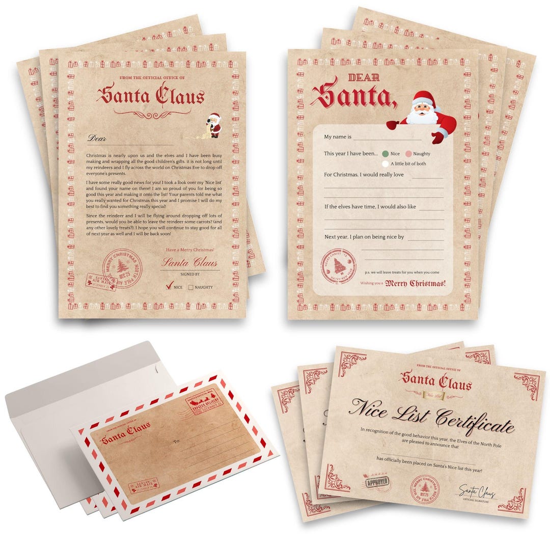 Santa Letter Bundle - Letters From Santa, Nice List Certificates ...