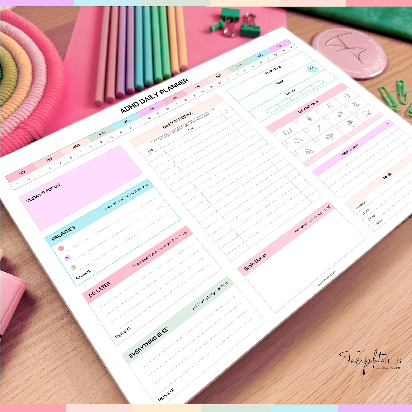 ADHD NOTEPAD for Neurodivergent Adults - Productivity Daily Planner ...