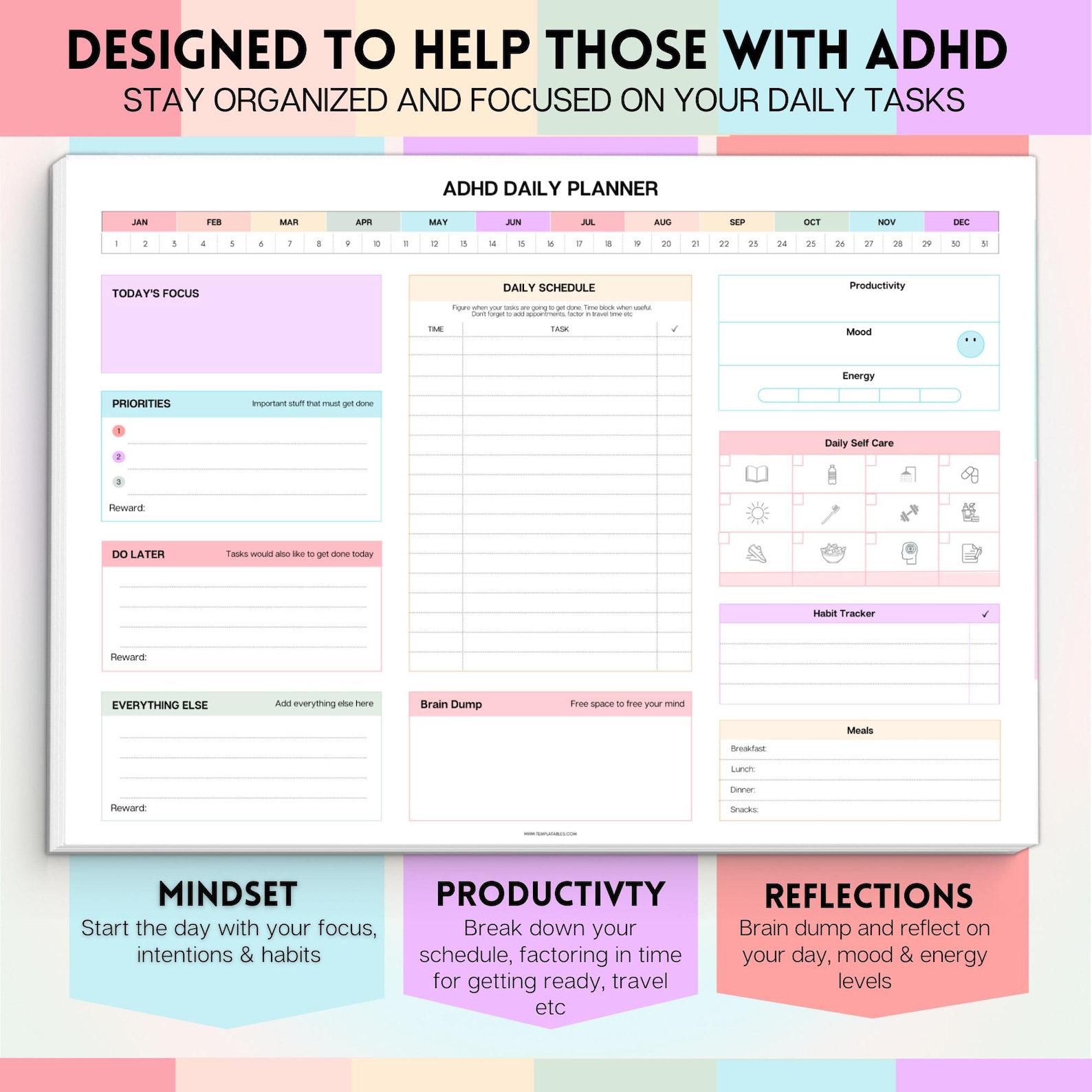 ADHD NOTEPAD for Neurodivergent Adults - Productivity Daily Planner ...