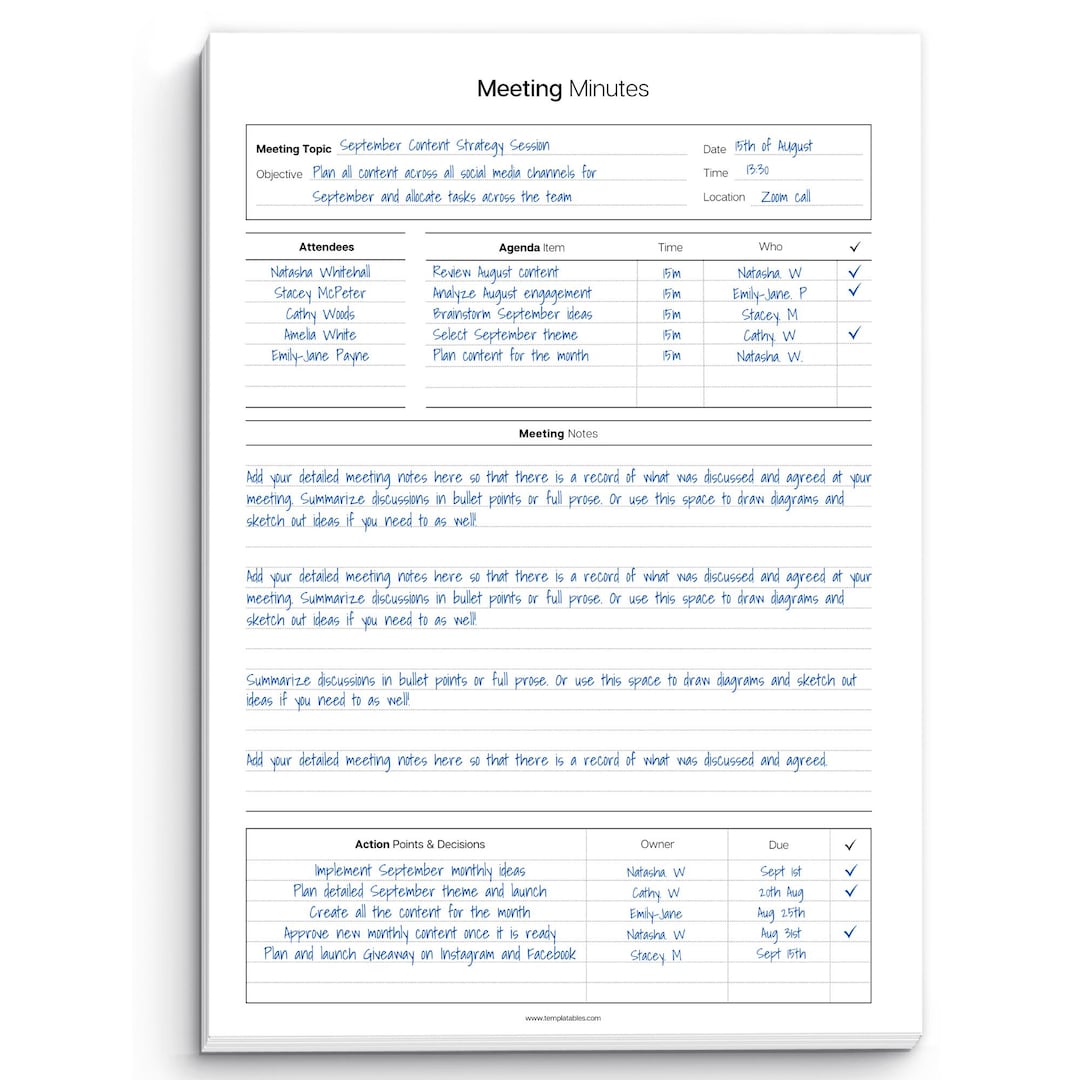 Meeting Minutes Notepad, Professional Note Taking | Plan, Record and ...