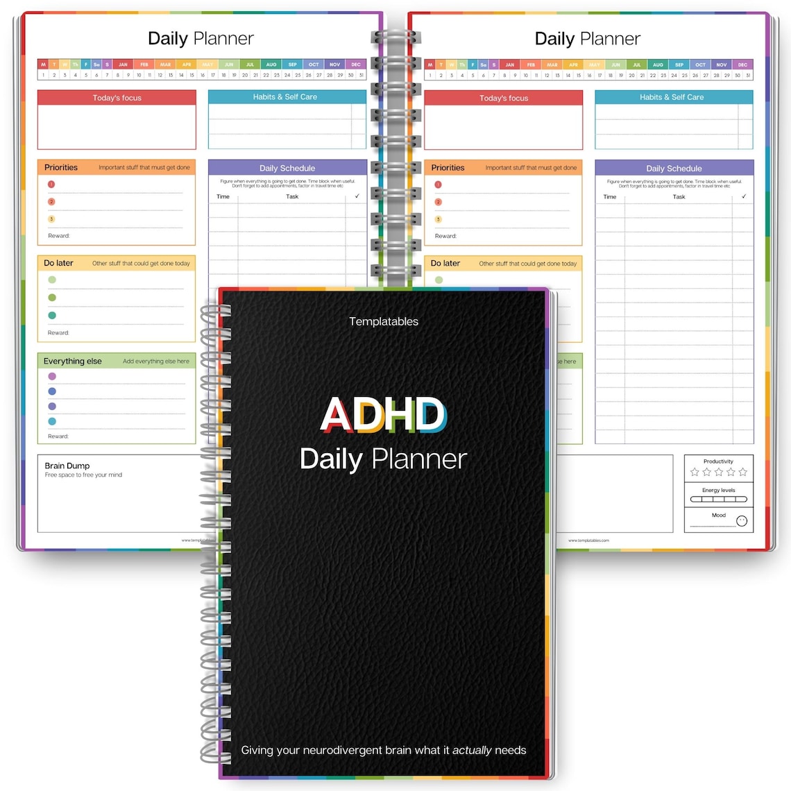 ADHD Daily Planner for Neurodivergent Adults - Productivity Planner ...
