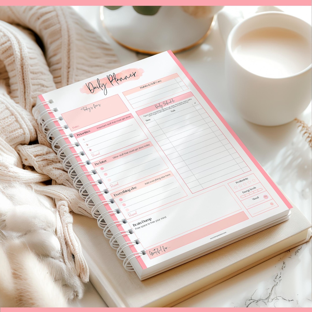 Pink ADHD Daily Planner for Neurodivergent Adults - Productivity ...