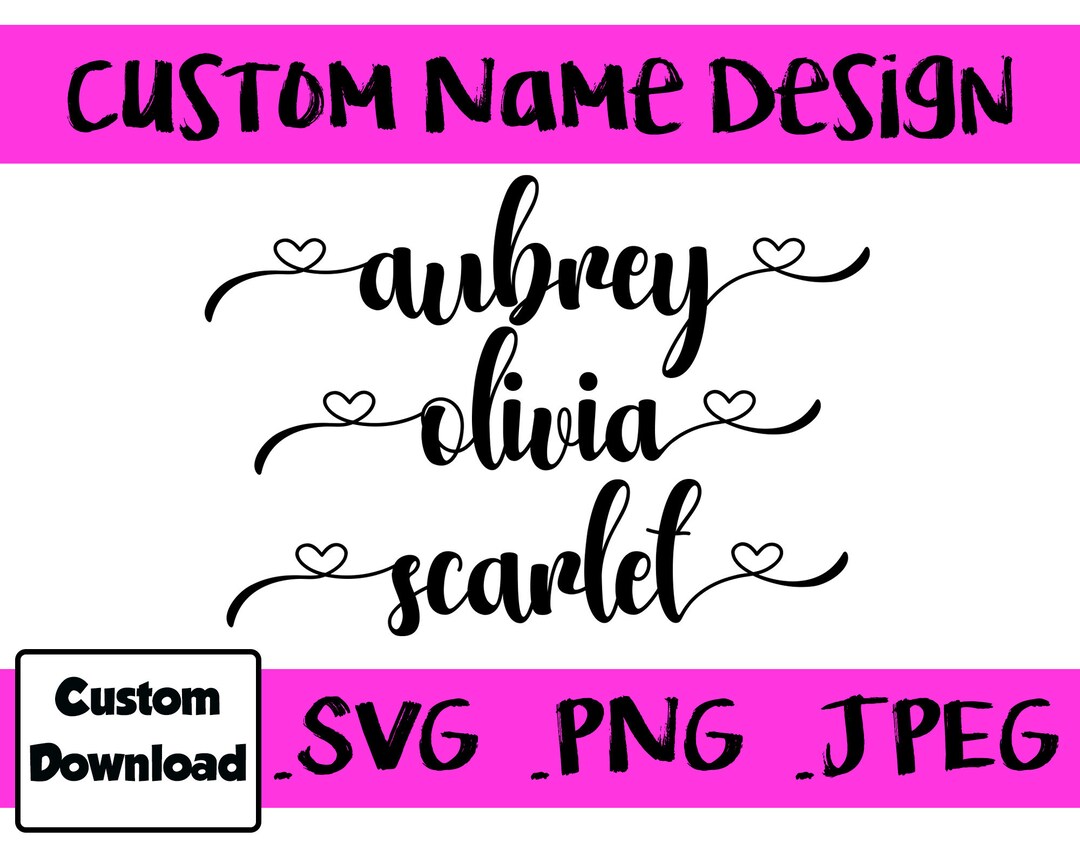Custom Heart Name Digital File SVG * PNG * JPEG Your Custom Name With ...