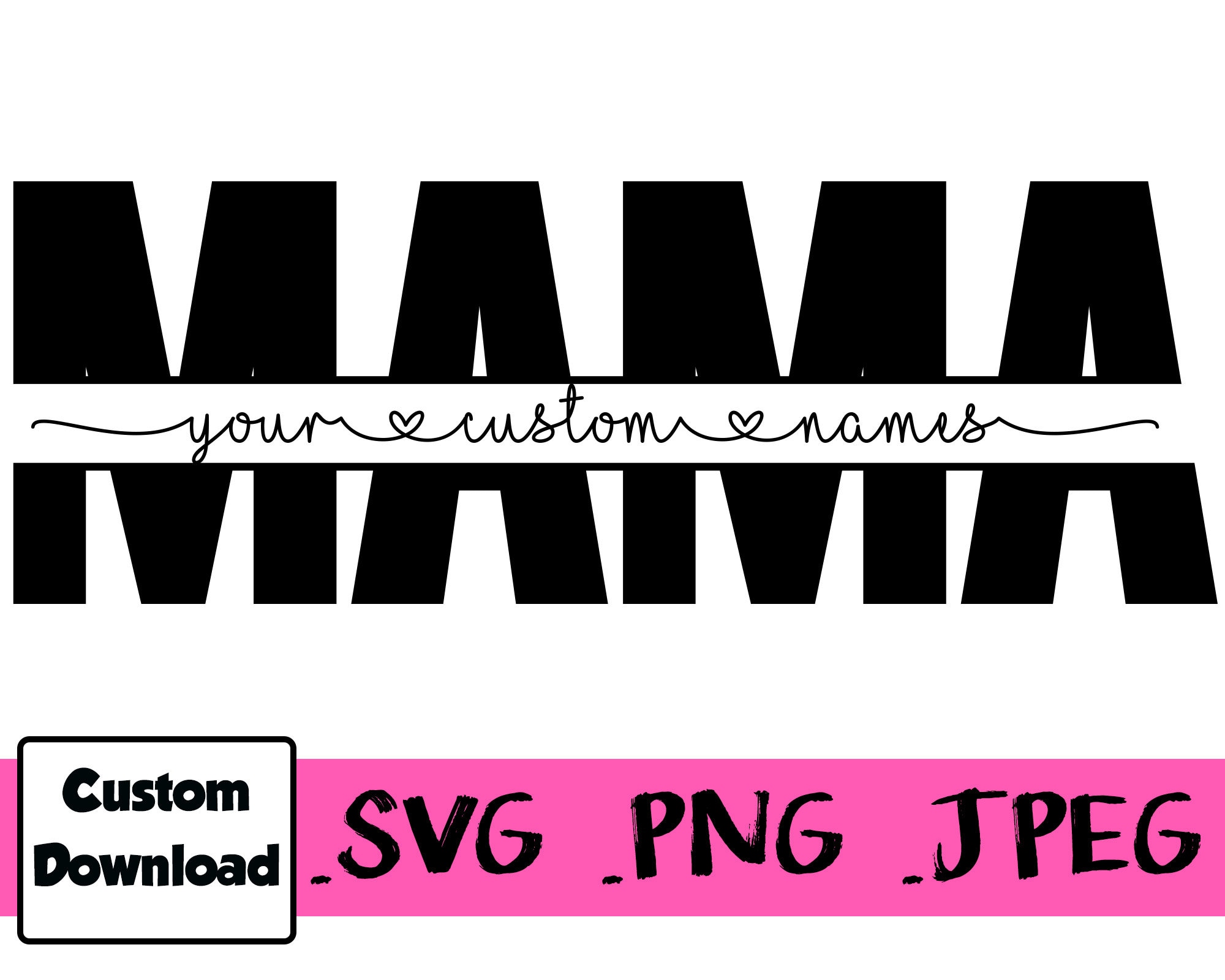 Mama Custom Names Svg Png Large Block MAMA With Names Connected With ...