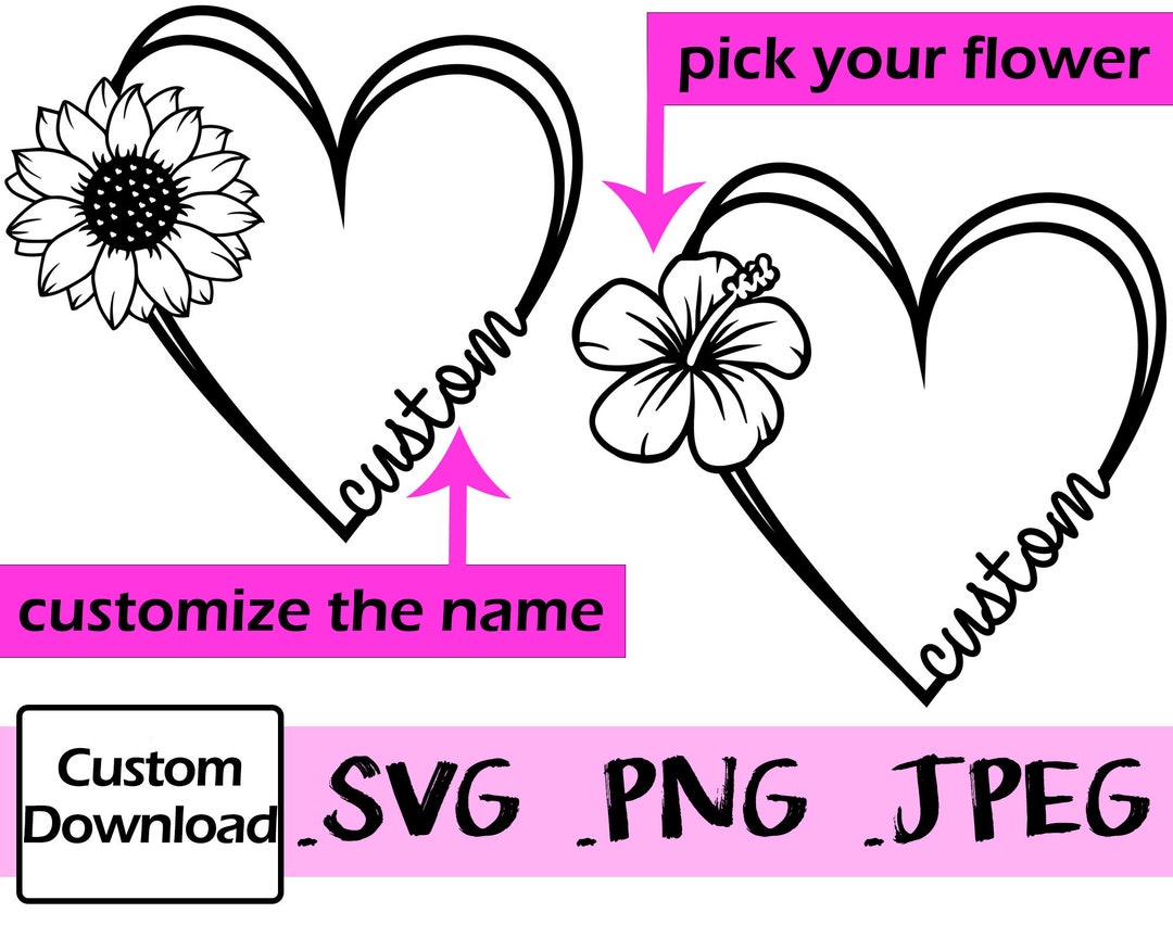 Custom Personalized Name Heart Digital File SVG PNG JPEG Heart Download ...