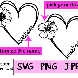 Custom Personalized Name Heart Digital File SVG PNG JPEG Heart Download ...