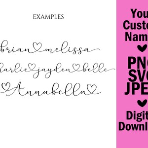 Names Connected Heart Swirl Digital Download SVG PNG Cricut Cut File ...