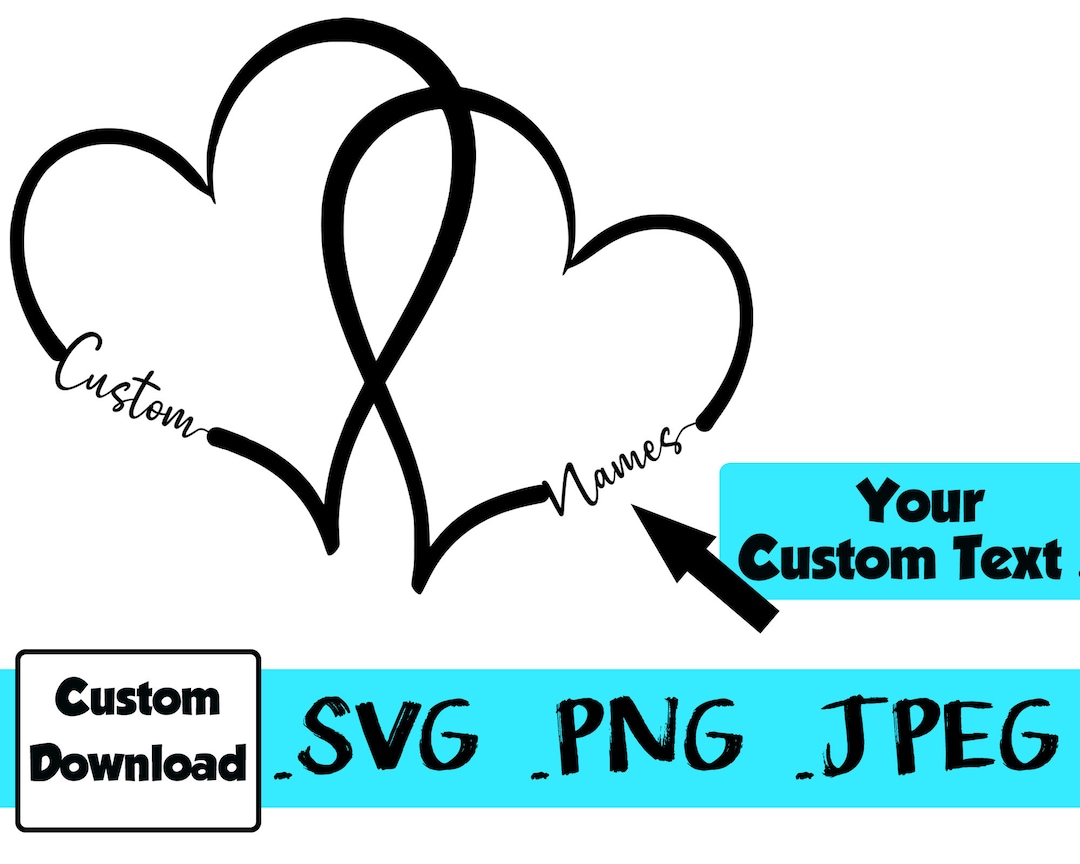 Custom Names in Connected Intertwined Hearts Digital File - Etsy