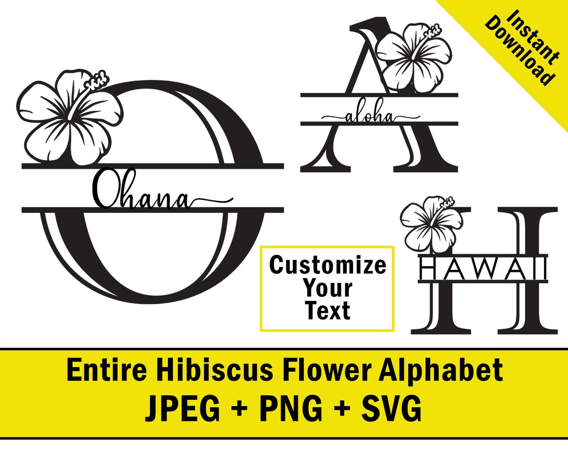 Split Monogram Alphabet Digital Download SVG JPEG PNG Hawaiian - Etsy