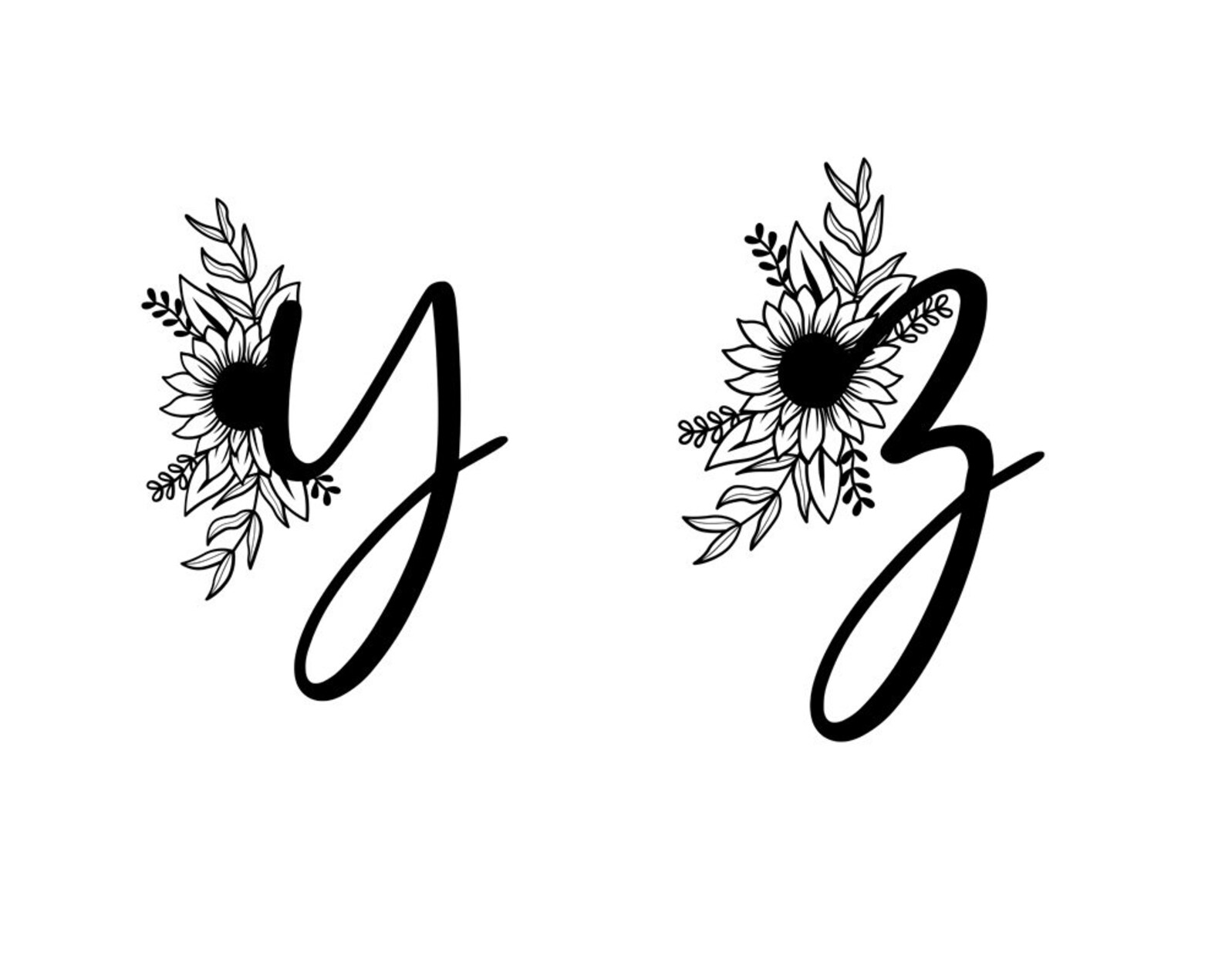 Flower Alphabet Monogram Digital Download SVG JPEG PNG Floral Sunflower ...