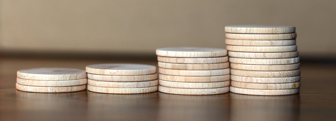 50 - 1 1/2" Wood Circle Discs Coins 1/8" Thickness for Birthday Boards ...