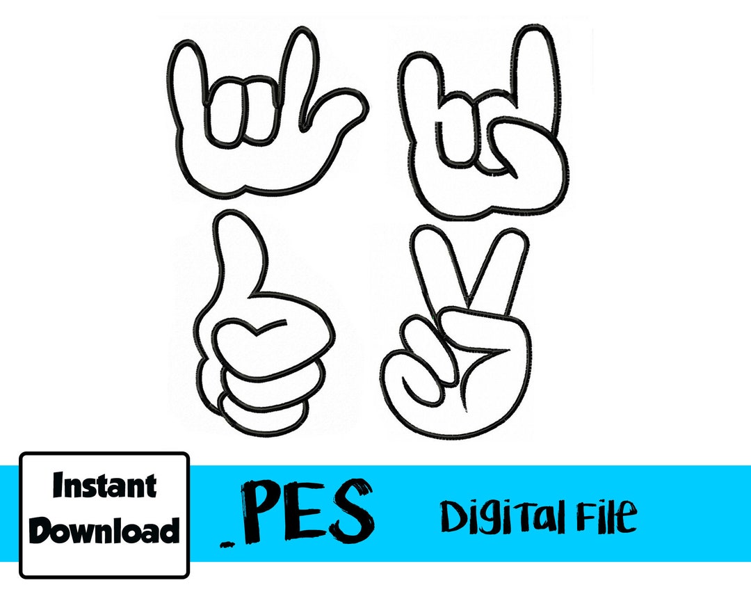 Sign Language Machine Embroidery Applique 4 Patterns 4x4 Hoop - Etsy