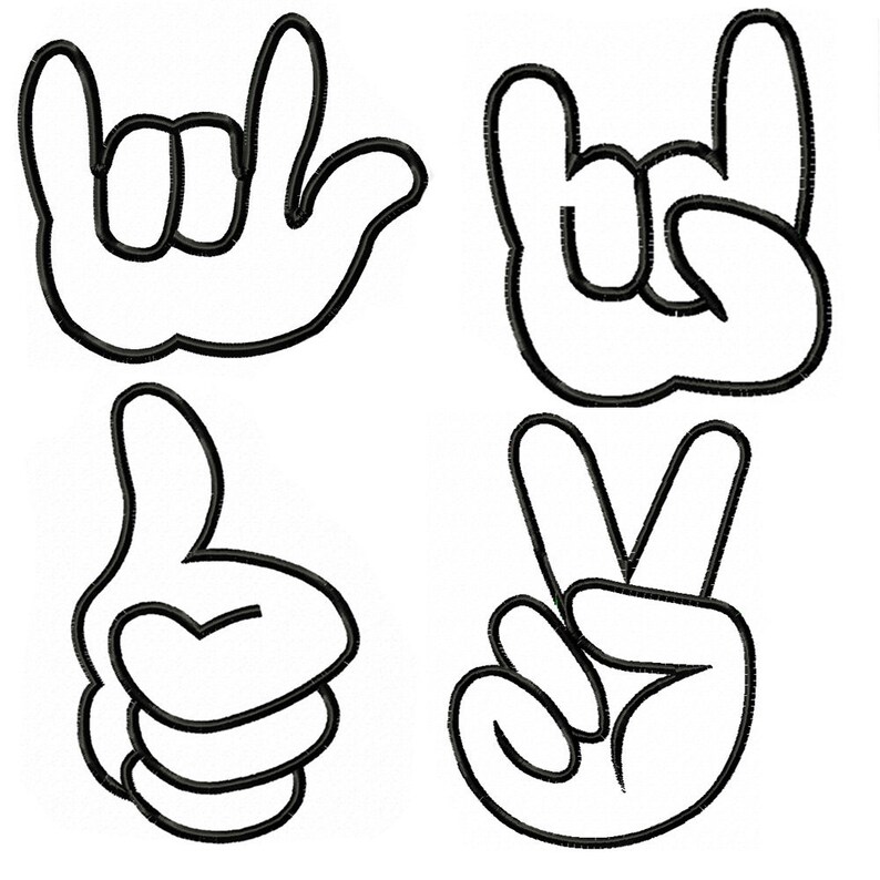 Sign Language Machine Embroidery Applique 4 Patterns 4x4 Hoop - Etsy