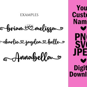 Names Connected Heart Swirl Digital Download SVG PNG Cricut Cut File ...