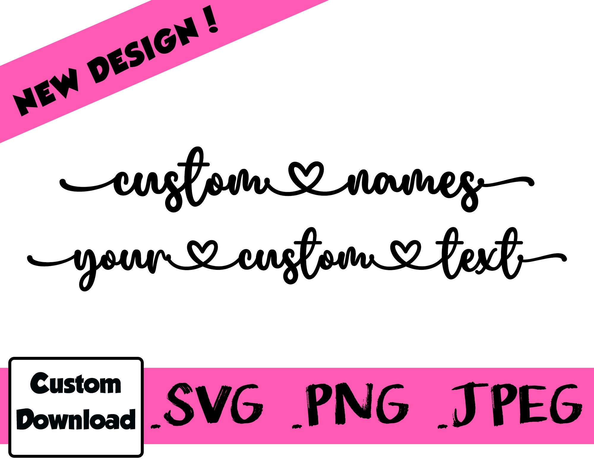 Custom Connected Heart Names Font Digital File Download New Design - Etsy