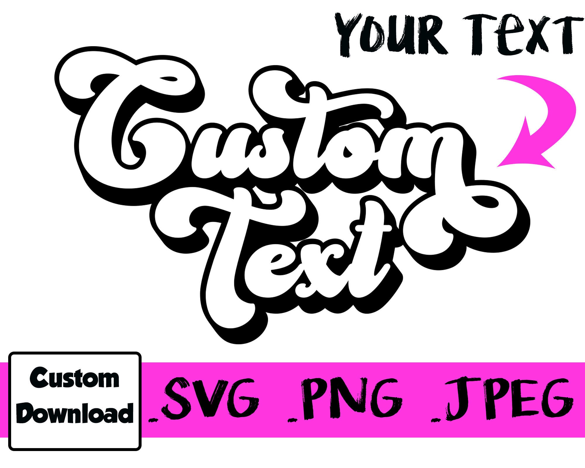 Custom Retro Word Digital File Svg Png Your Custom Word Bubble - Etsy