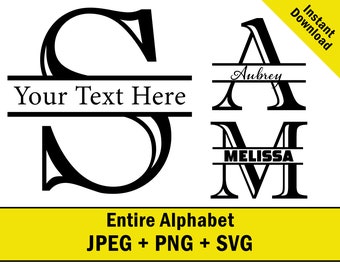 Split Monogram Alphabet Digital Download SVG JPEG PNG Simple - Etsy