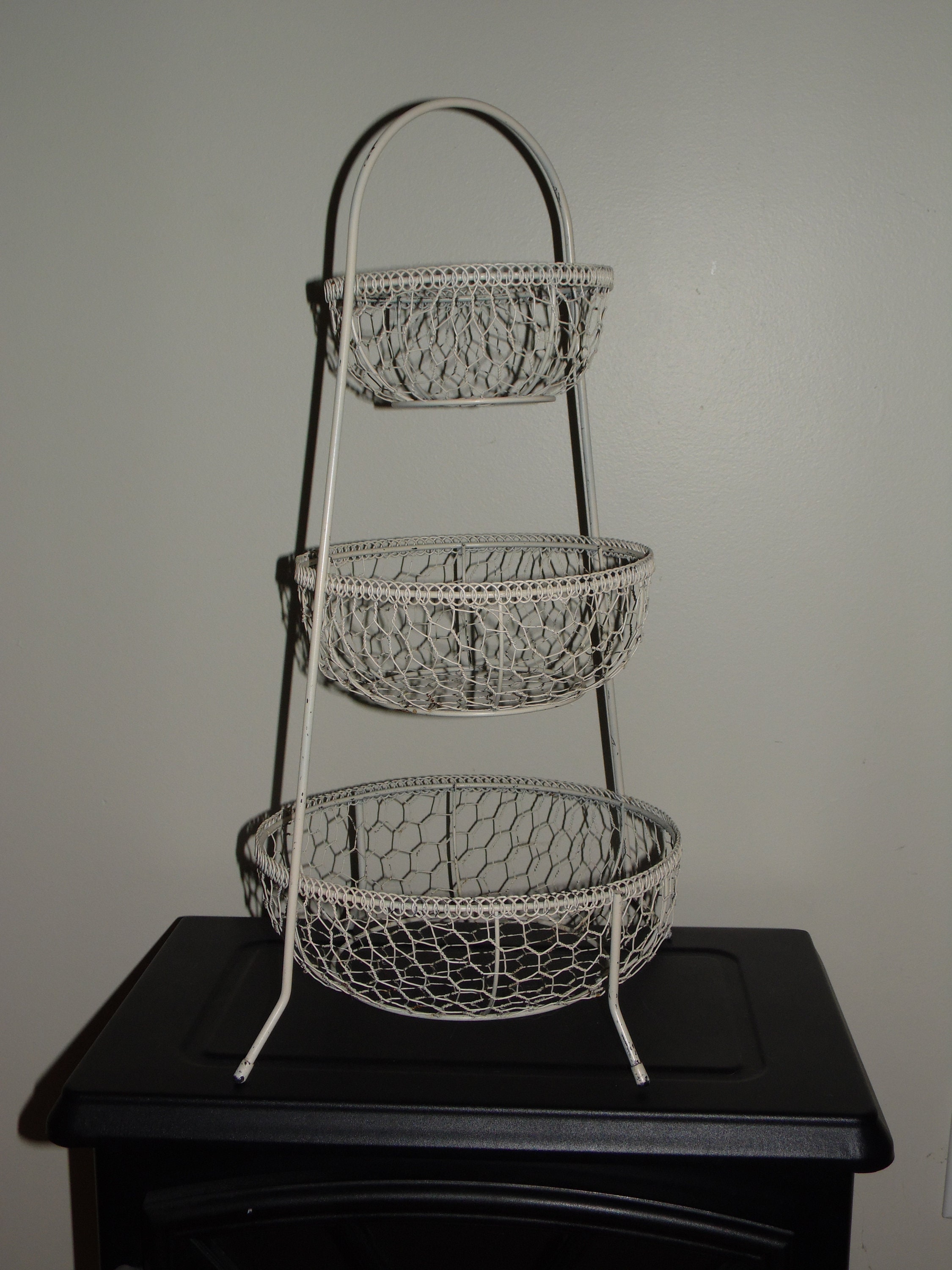 Vintage French Cottage Farmhouse 3 Tiered Wire Basket Stand - Etsy