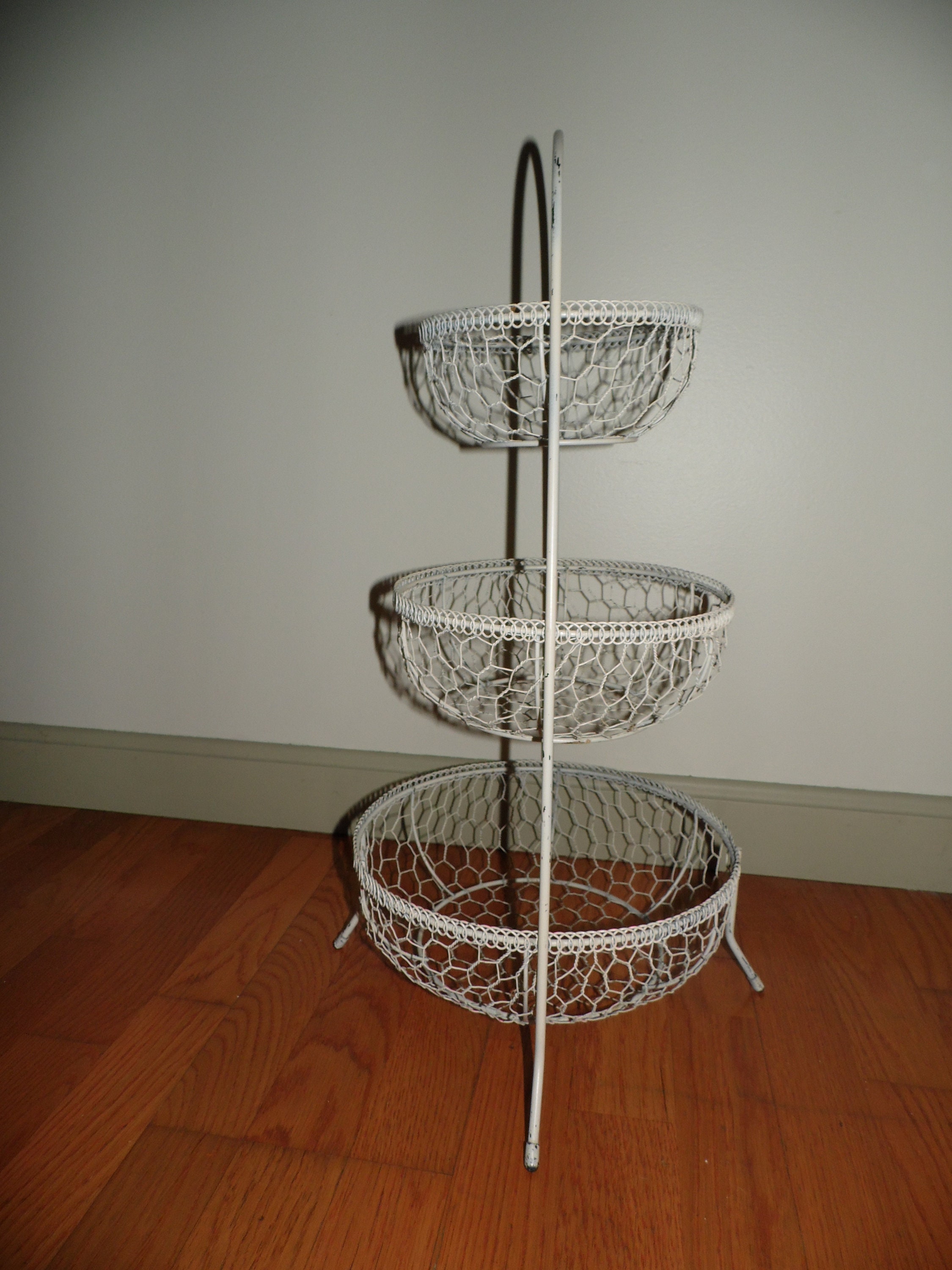 Vintage French Cottage Farmhouse 3 Tiered Wire Basket Stand - Etsy