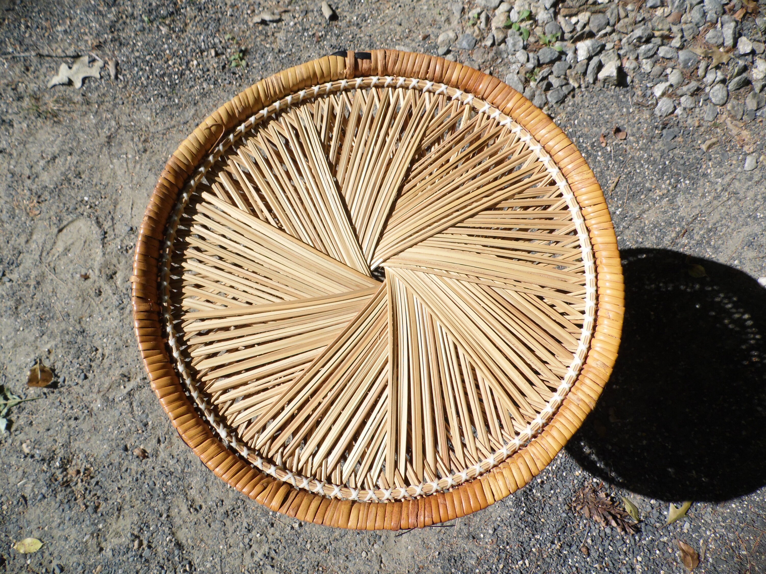 Vintage Mid Century Twisted Rattan Wicker Hourglass Stool Ottoman Side ...