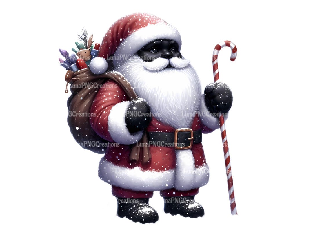 10 Black Santa Clipart PNG, Christmas Download, Inclusive Dark Xmas ...