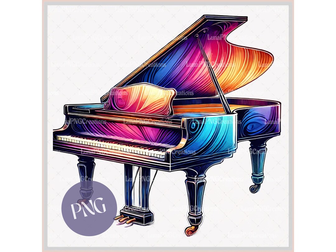 Grand Piano Clipart PNG, Colorful Instrument Digital Download, Music ...