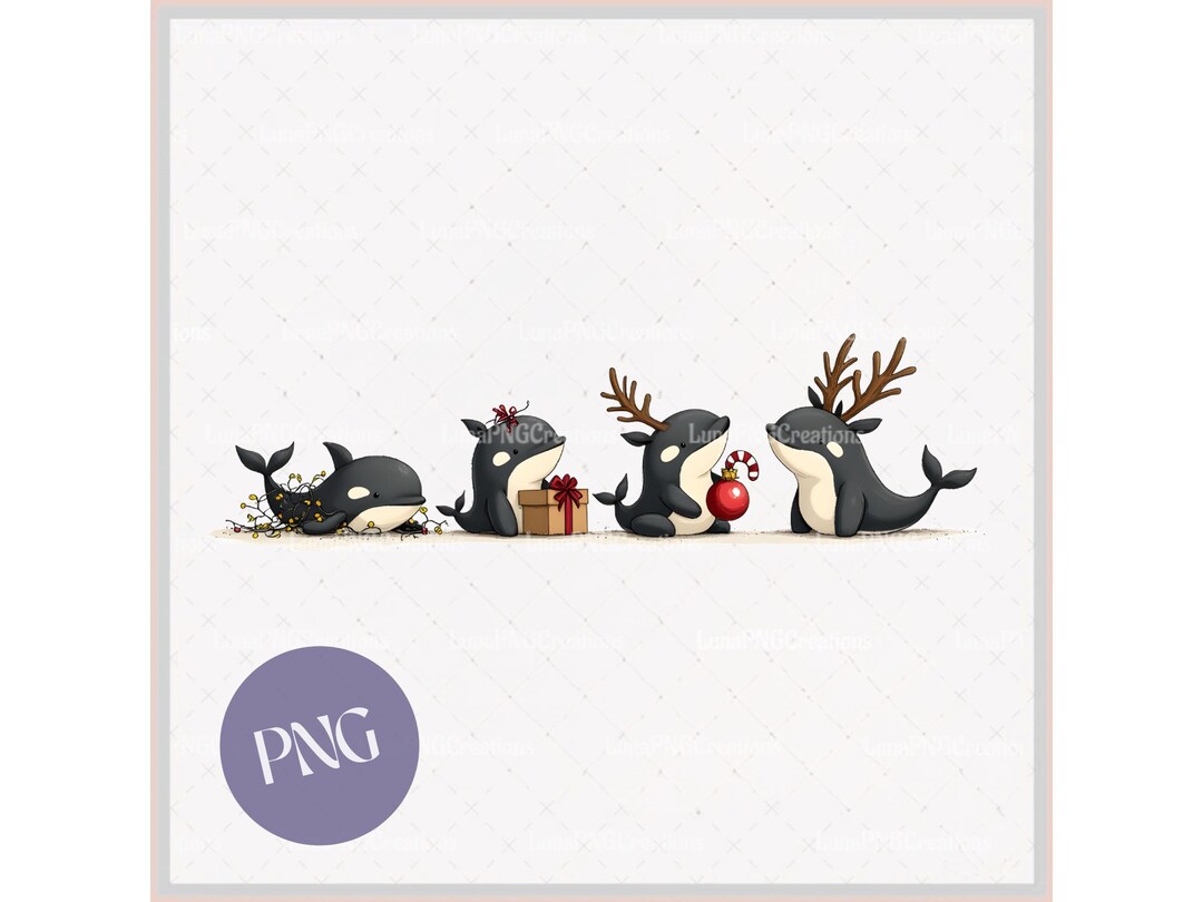Christmas Orca Clipart, Holiday Whales PNG, Festive Animal, Ocean ...