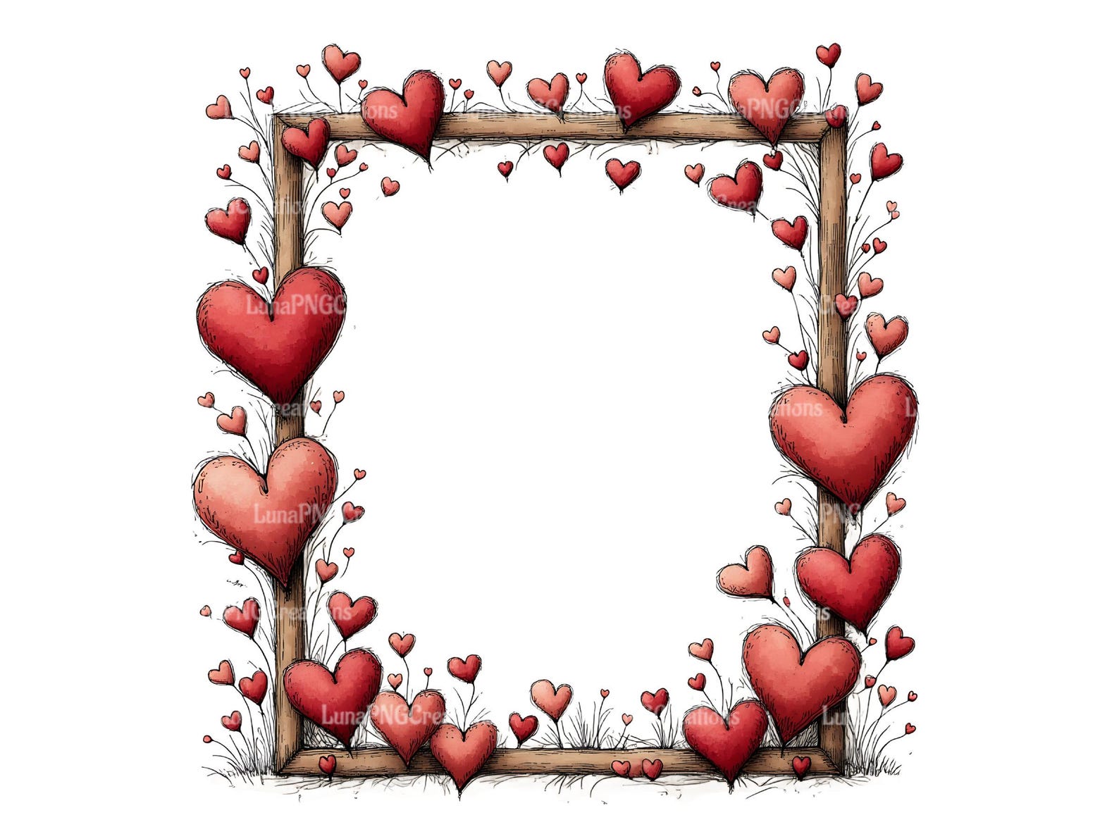 14 Valentine Frame PNG, Heart Borders Clipart, Love Scrapbook Graphics ...