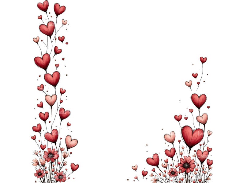 14 Valentine Frame PNG, Heart Borders Clipart, Love Scrapbook Graphics ...